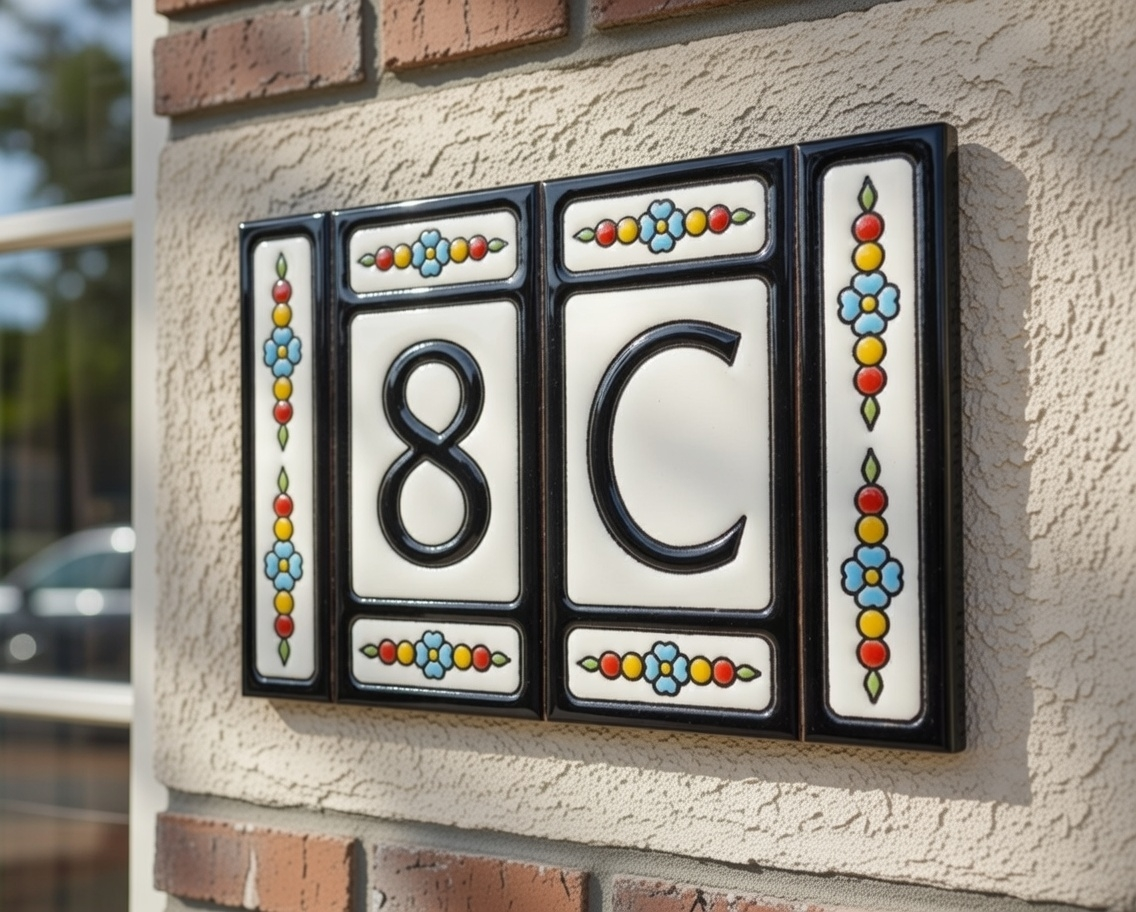 Atalaya Hand-Painted Number Tiles & Metal Filigree Frames: 11 x 5.5 cm ...