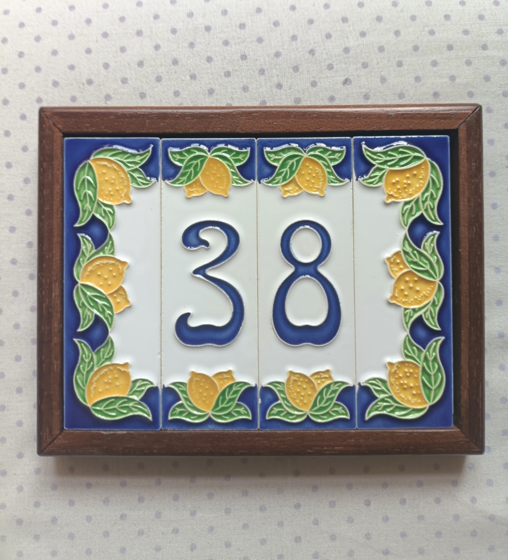 Italian rose & lemon designed ceramic number tiles large and small ...