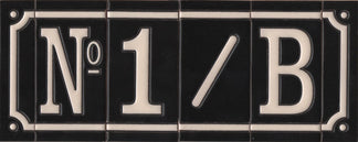 Hand-Painted French Black Ceramic House Number Tiles 11 x 5.5cm ...