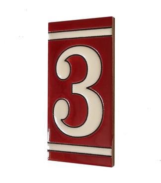 Hand-Painted French Designed Red House Number Tiles 4.3' x 2.2' | 11 x ...