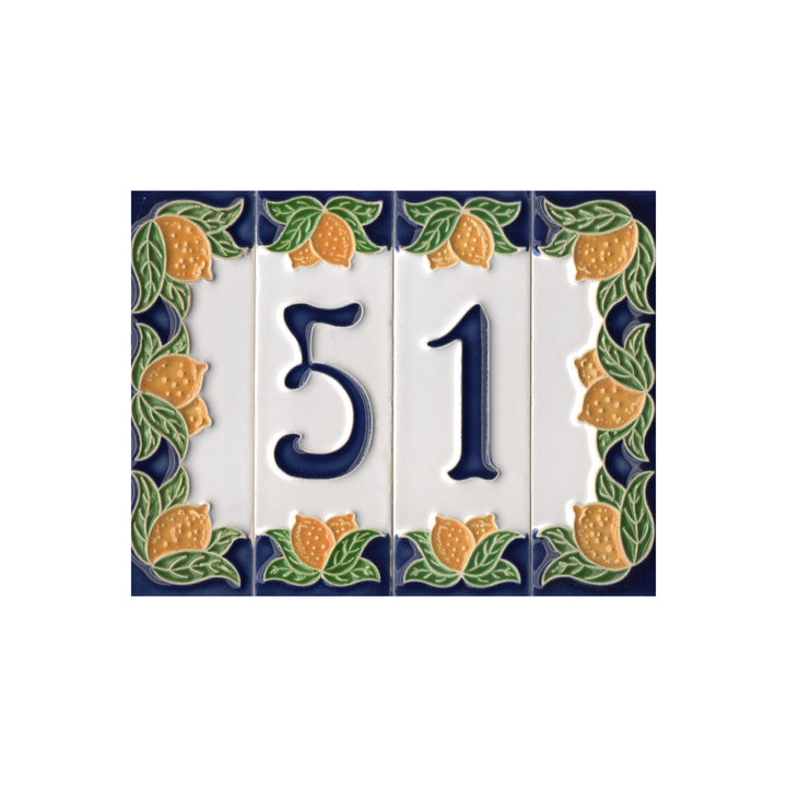 Italian rose & lemon designed ceramic number tiles large and small ...